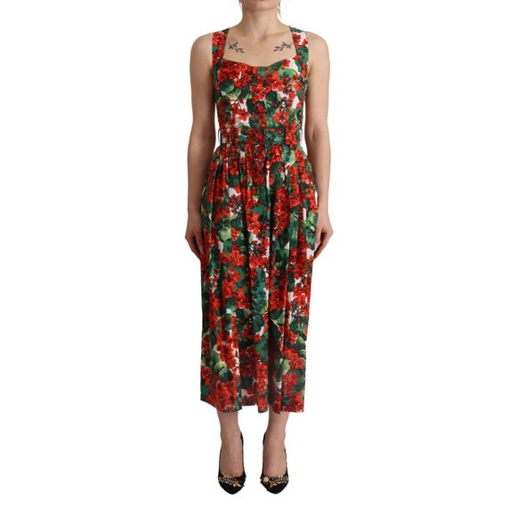 Dolce & Gabbana | Dresses | Dolce Gabbana Red Geranium Print Cotton ...